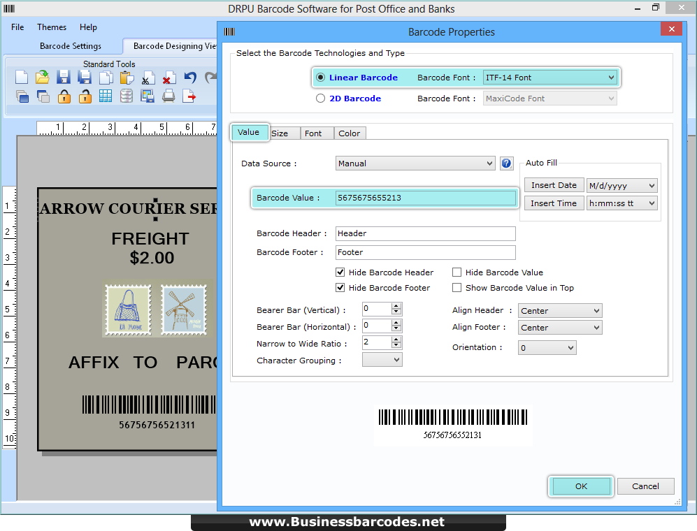 Business Barcodes for Post Office software screenshots bar code program