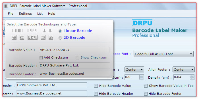Linear Code 39 Full ASCII Font generated by Business Barcodes ...