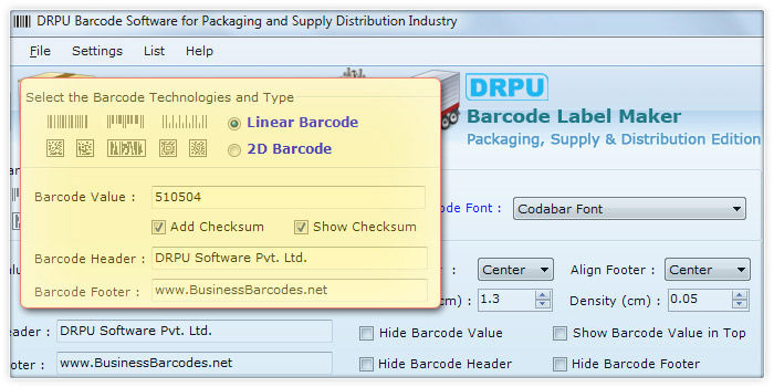 Linear Codabar Font generated by Business Barcodes for Distribution ...