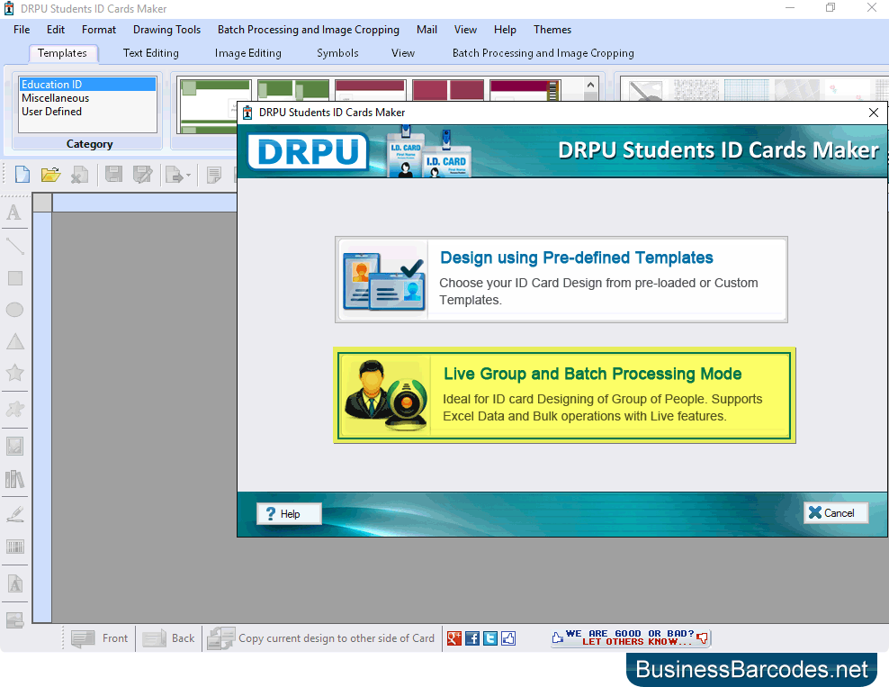 Student ID Cards Maker designs and prints multiple student ID cards